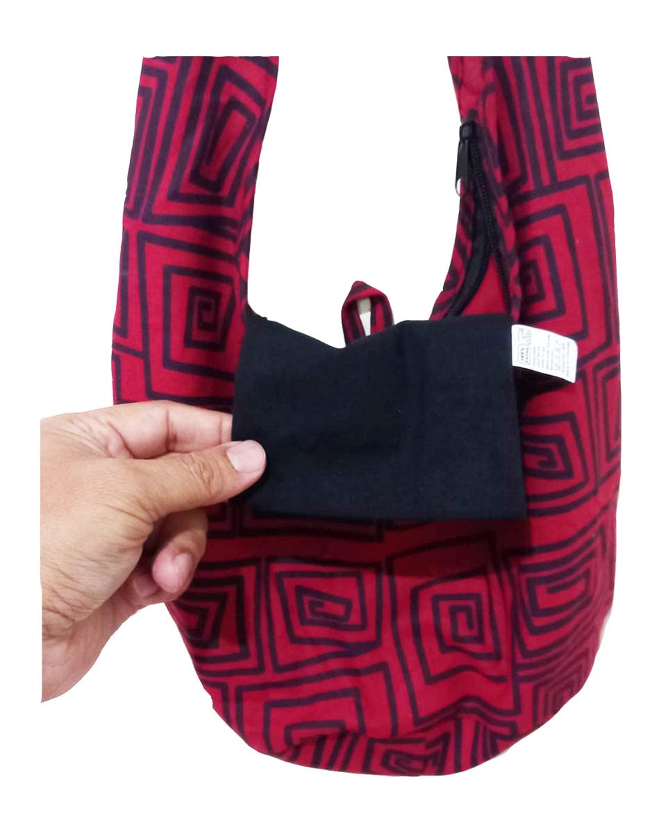 Lovely Creations's Hippie Boho New Elephant Crossbody Bohemian Gypsy Sling Shoulder Bag"Small" Size (Square Red)