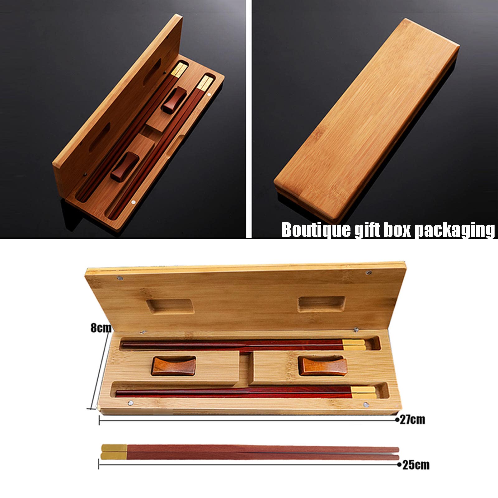 Wooden Chopsticks Reusable Bamboo Chopsticks Small Gift Boxes ,Japanese Korean Chopstick With Case,Cooking Wooden Chopsticks Suitable For Father'S Day, Mother'S Day