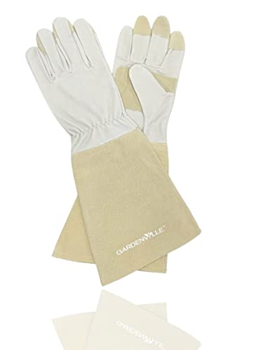Leather Pruning Gloves (Large, Beige)