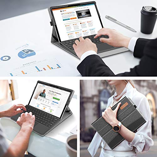 Fintie Protective Case for Microsoft Surface Go 3 2021 / Surface Go 2 2020 / Surface Go 2018 - Multi-Angle Portfolio Business Cover with Pocket, Compatible with Type Cover Keyboard (Gray)