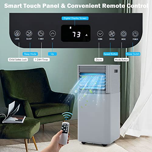 PETSITE Portable Air Conditioner, 8000 BTU AC Cooling Unit for Room, 3 in 1 AC Unit with Air Cooler & Fan & Dehumidifier Mode, Cools Up to 230 sq.ft (8000BTU, Grey)