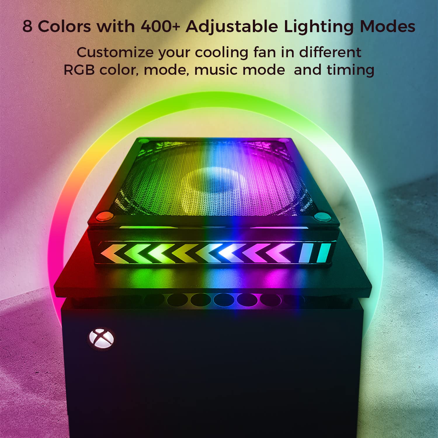 Cooling Fan Compatible with Xbox Series X - Sonicgrace Fan Cooler System for Xbox Series X with 400+ RGB Light Effects, Dust-proof, Low Noise Top Fan, APP, Remote Control for Series X Accessories