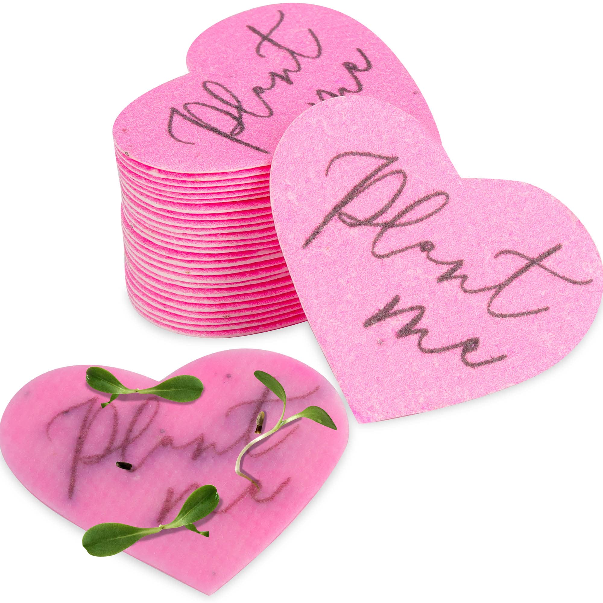 Plant Me Plantable Paper Seeded Paper Gift Wedding Party Favors for Guests- Bridal Shower Funeral Memorial Packets Hearts Only (Set of 50)