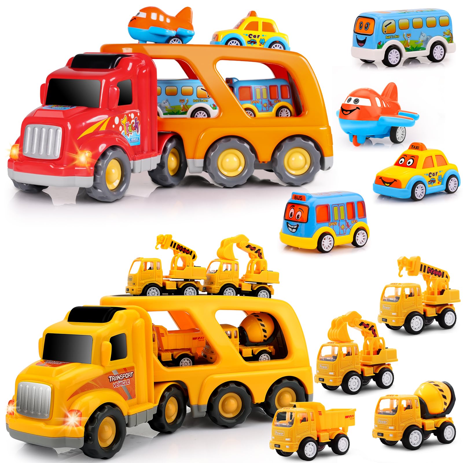 Nicmore Kids Toys Car for Boys: Toddler Toy Trucks for 2 3 4 5 6 Year Old Boys Girls | 5 in 1 Carrier Vehicle Construction Toys Bundle with City Transporter Toy Cars Gifts