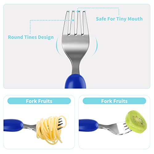 Lehoo Castle Toddler Utensils Kids Silverware, 6pcs Safety Stainless Steel Toddler Fork Spoon Knife Set, Children Flatware Set, Safety Utensils for Toddler and Children