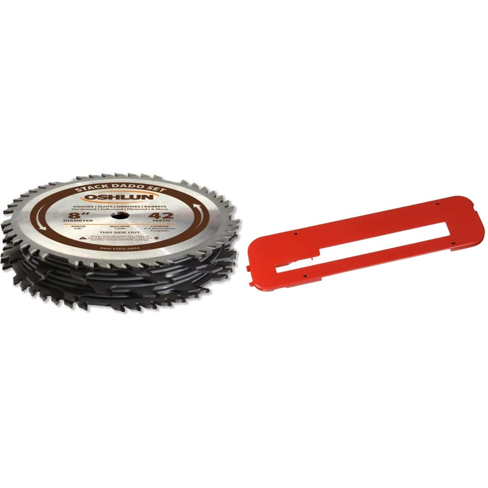 Oshlun 8-Inch 42 Tooth Stack Dado Set with Bosch Dado Insert