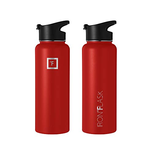 IRON °FLASK Sports Water Bottle - 32 Oz, 3 Lids (Spout Lid), Leak Proof, Vacuum Insulated Stainless Steel, Double Walled, Thermo Mug, Metal Canteen