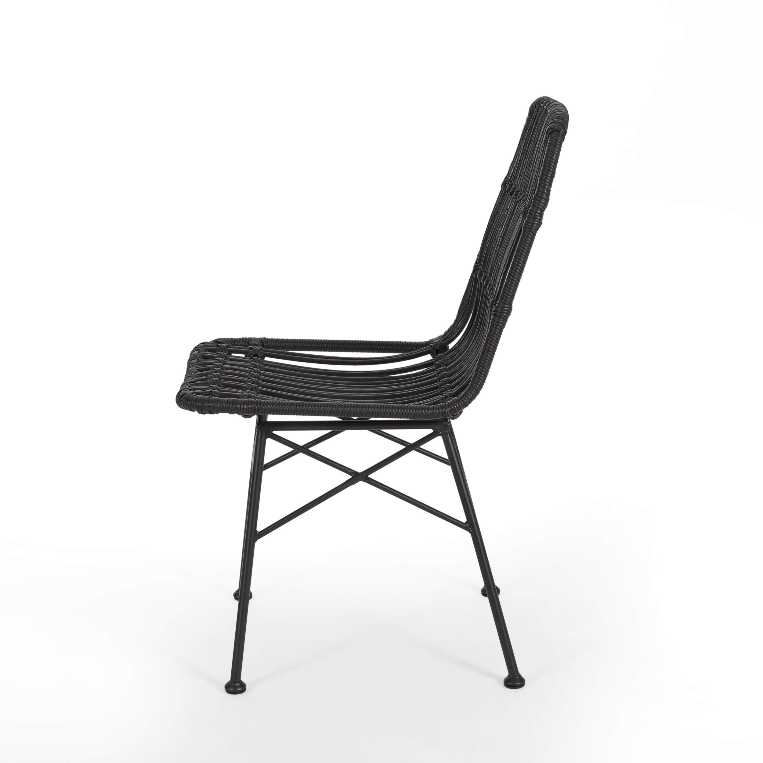 GDFStudio Indoor Wicker Dining Chairs (Set of 2), Gray and Black