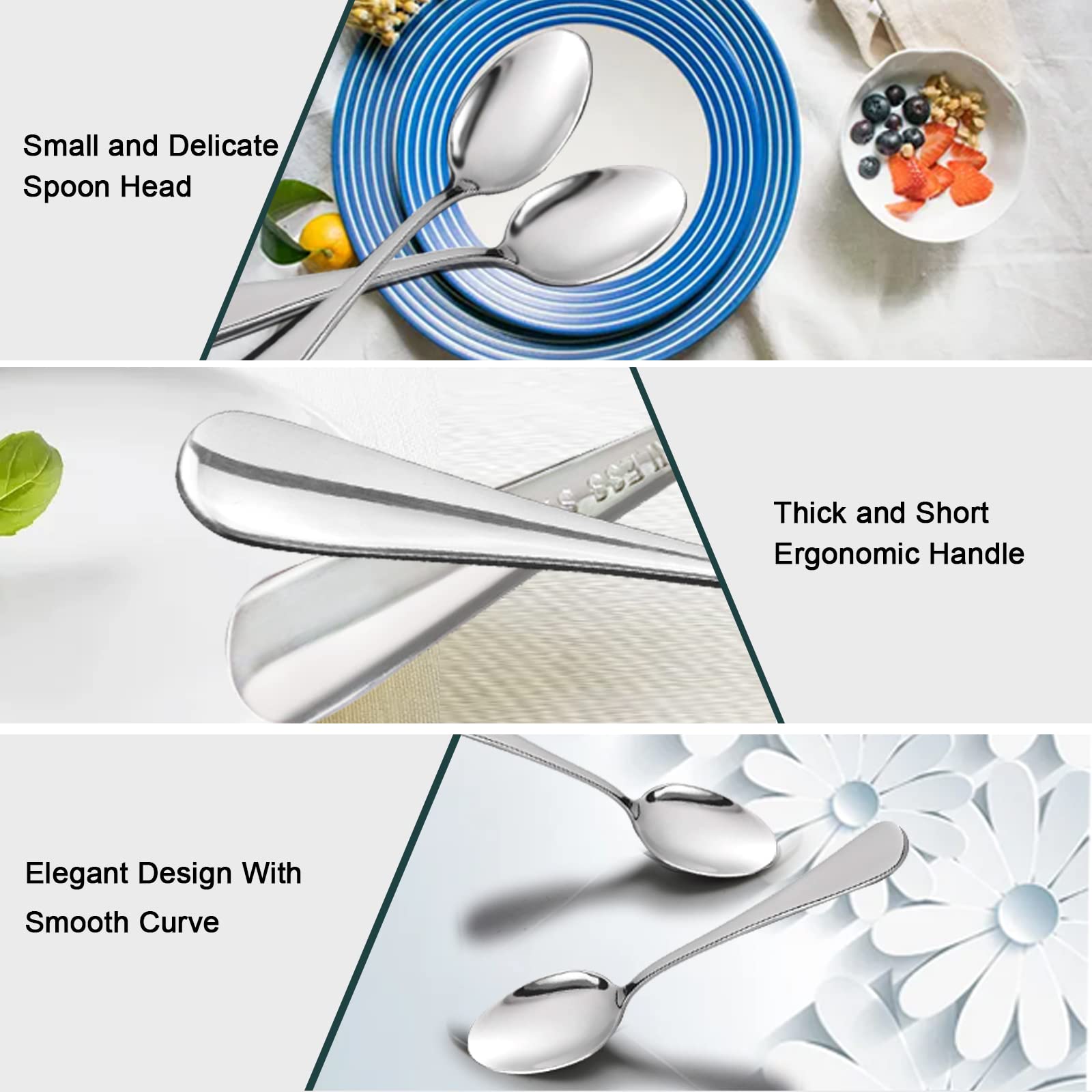 SONGZIMING Demitasse Espresso Spoons, Mini Coffee Spoon, 18/10 Stainless Steel Small Spoons for Dessert, Tea,Set of 6