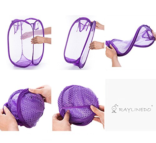 RayLineDo® 6 x Foldable Pop Up Mesh Washing Laundry Basket Hamper Bag Bin Tidy Clothes Storage