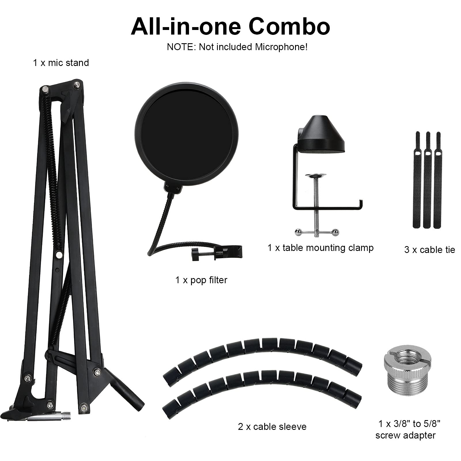 Quadcast Mic Boom Arm with Pop Filter - Advanced Microphone Arm Compatible with HyperX QuadCast Microphone, Professional Adjustable Scissor Microphone Stand by YOUSHARES