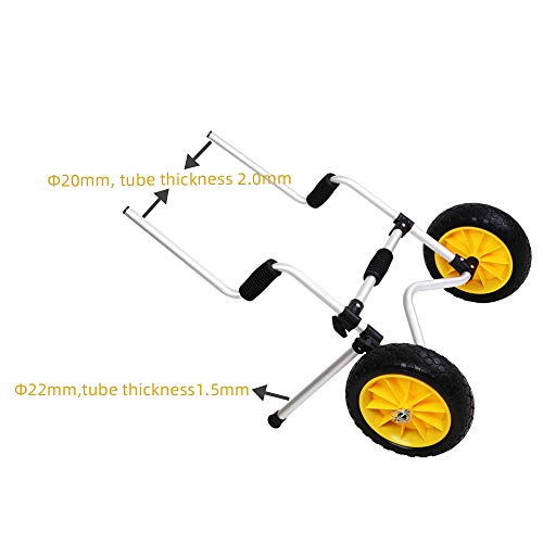 Bonnlo Scupper Kayak Cart Carrier Trolley with NO-Flat Airless Tires Wheels Transport for Sit-On-Top Kayaks