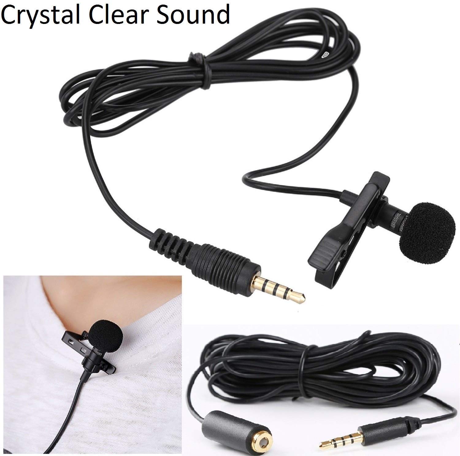 Socialite 3.5 mm Magic Microphone Clip On Lapel Lavalier Mic for Mac, PC, Compatible with iPhone Android Podcasting Recording Streaming incl Extra Long 6.5 Ft Extension Cable Just Plug and Play