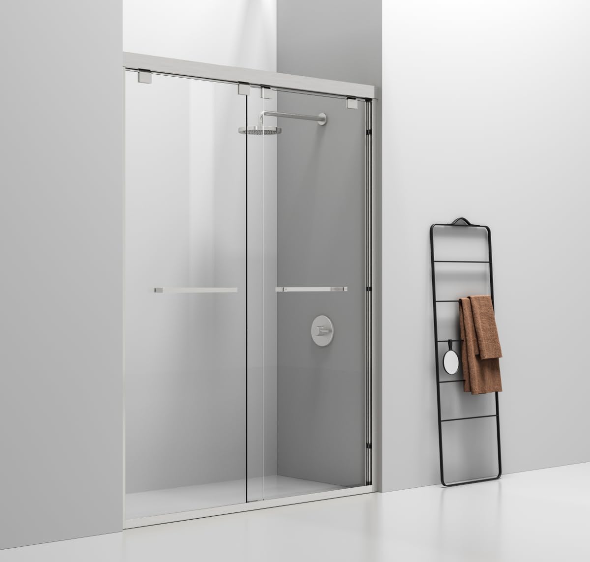Elegant Kitchen and Bath SD303-6076BNK Semi-Frameless Shower Door 60 x 76 Brushed Nickel