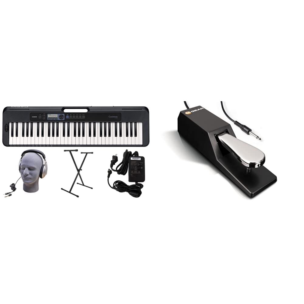 Casio CT-S300 61-Key Premium Keyboard Pack with Stand, Headphones & Power Supply (CAS CTS300 PPK) & M-Audio SP 2 - Universal Sustain Pedal, Digital Pianos & More