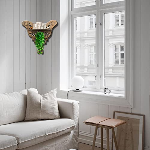 Corner Shelf Wall Mount - 2 Tier Large 17β Crystal Shelf Display - Moth Floating Shelves Wall Shelf - Boho Butterfly Moon & Star Design Spiritual Gift Zen Decor Yoga Corner Decor Home Bedroom Office