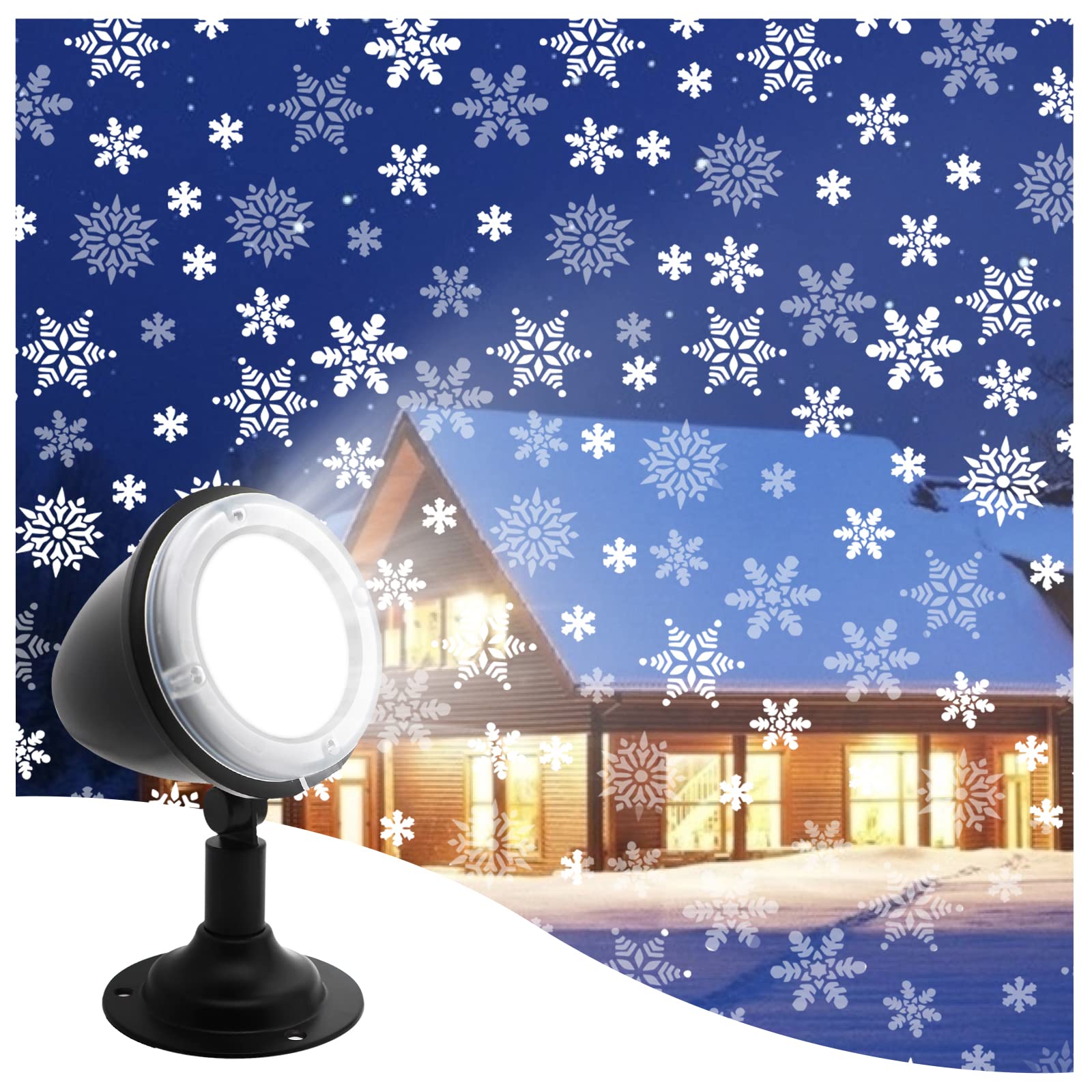 Lovinberry Christmas Snowflake Projector Lights Outdoor, Indoor Night Lights Snowfall, Home Decorative Lights for Garden Yard Wall Patio, LED Lighting for Xmas Holidays Wedding Party