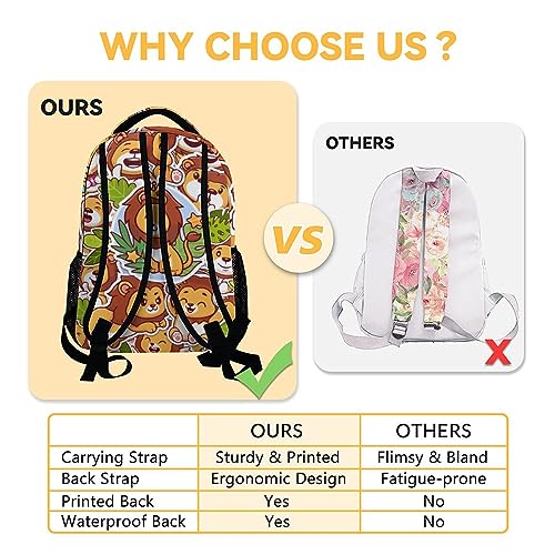 Homexzdiy Lion Backpack for Kids Girls Boys, 16" Yellow Backpacks for School, Cute Lightweight Bookbag for Children Teens