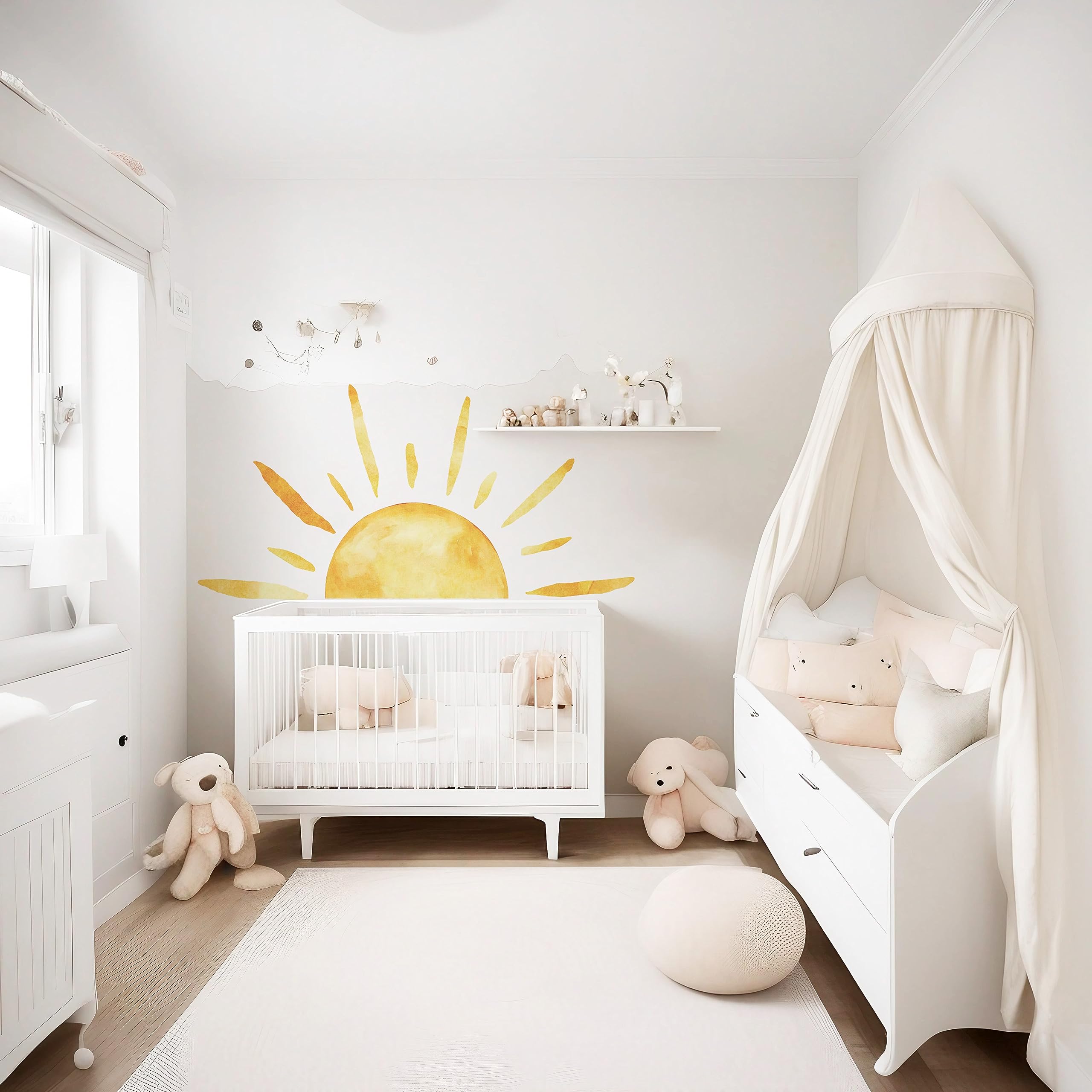 π»π¦π πππππ£ (ππ''πππ'') Half Sun Wall Decal Extra Large Boho Sun Wall Decals Peel and Stick Removable Sunshine Wall Stickers for Bedroom Decor Nursery Decor Playroom Decor