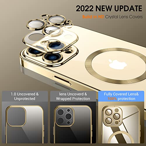DOSNTO Magnetic Clear for iPhone 12 Pro Case with MagSafe [Integrated Camera Glass] [Original iPhone Exterior] Silicone Cover Slim Thin [Non-Yellowing] Anti-Fingerprint Scratch Wireless Charging