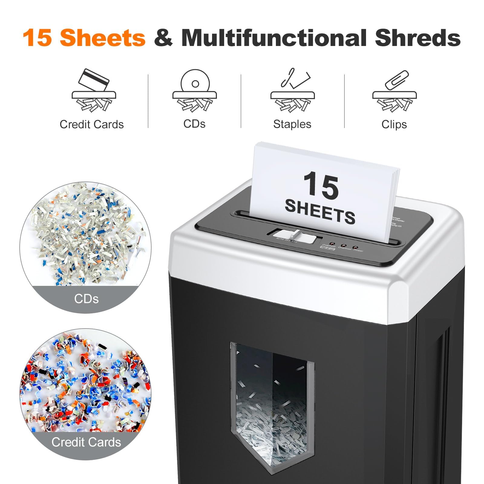 Bonsaii 14-Sheet Office Paper Shredder, 30-Minute Crosscut Home Office Heavy Duty Shredder for Credit Card, Mails, Staples (C169-B)