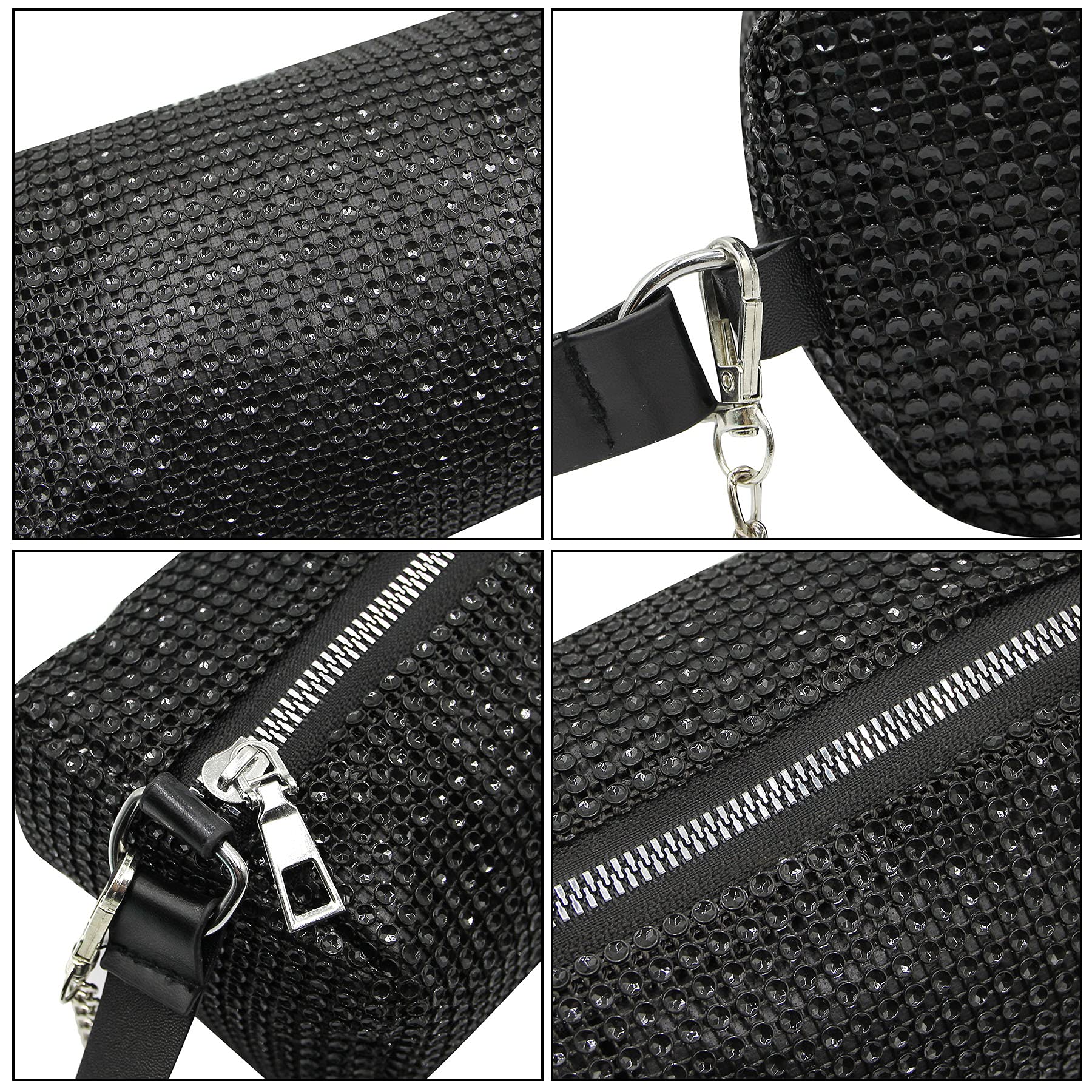 RARITYUS Women Crystals Sparkling Glitter Evening Clutch Handbag Mini Top Handle Purse with Chain for Party Wedding Prom