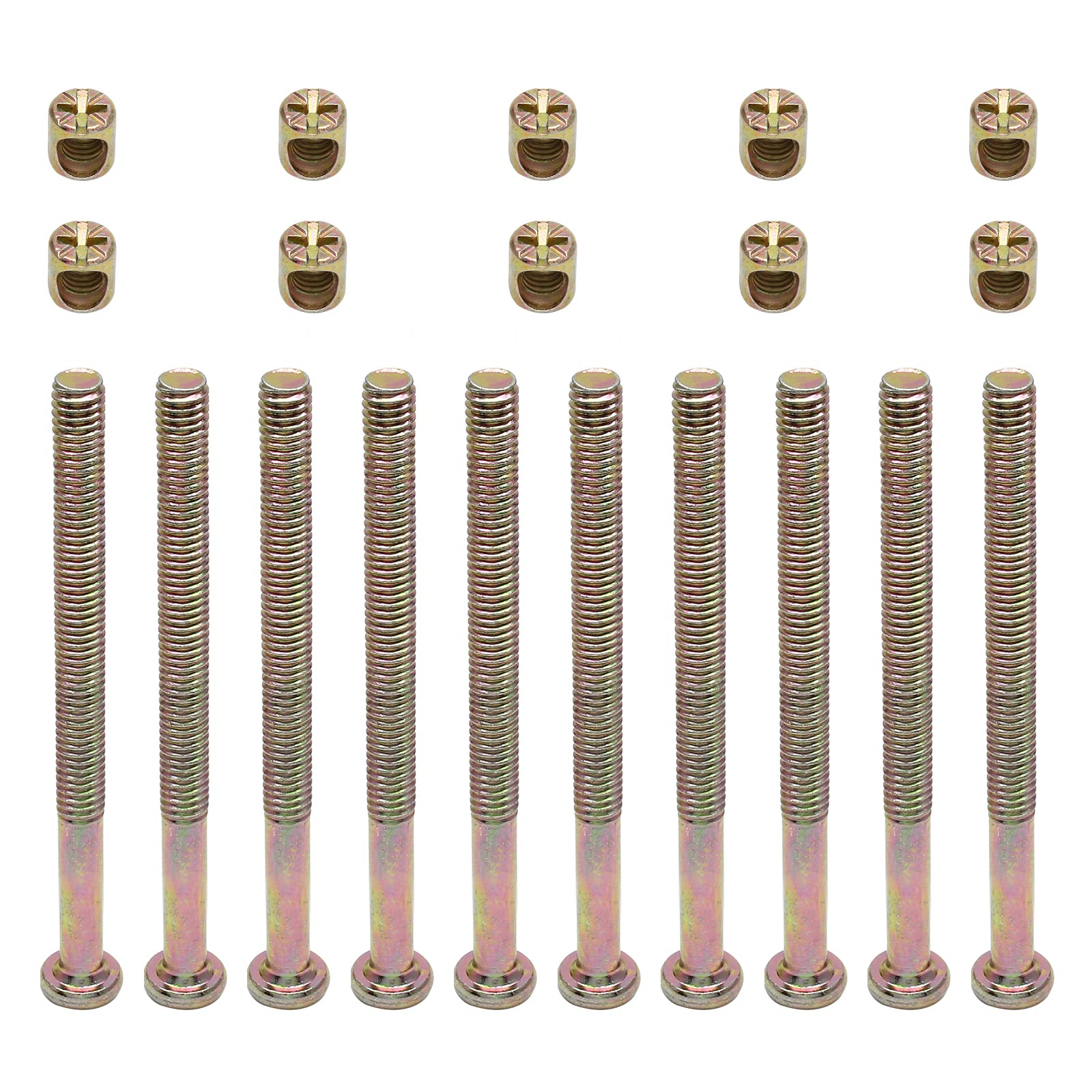 Coufce 10Pcs M6 x 80mm Bunk Bed Bolts,Hex Drive Socket Cap Furniture Bolts Barrel Nuts Set for Headboard, Bed Frame,Furniture (Zinc Plated)