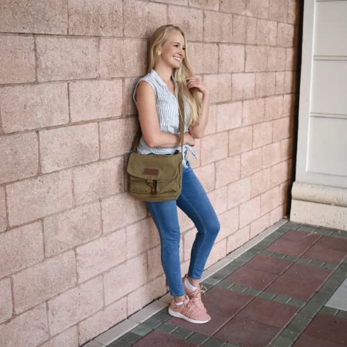 Gootium Canvas Messenger Bag - Vintage Crossbody Shoulder Bag Military Satchel, Olive Brown