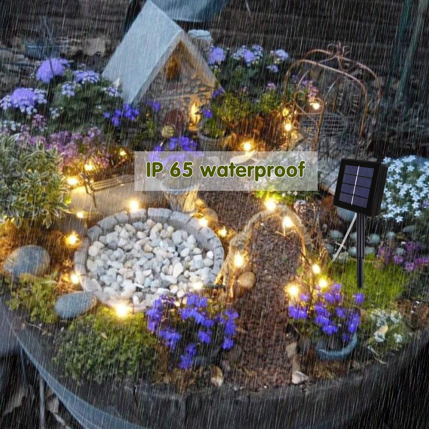 Solar String Lights 36FT 100LED,Waterproof Indoor Outdoor Lighting for Garden,Copper Wire 8 Modes Fairy Lights for Home Decor Patio Garden Party (Warm White)