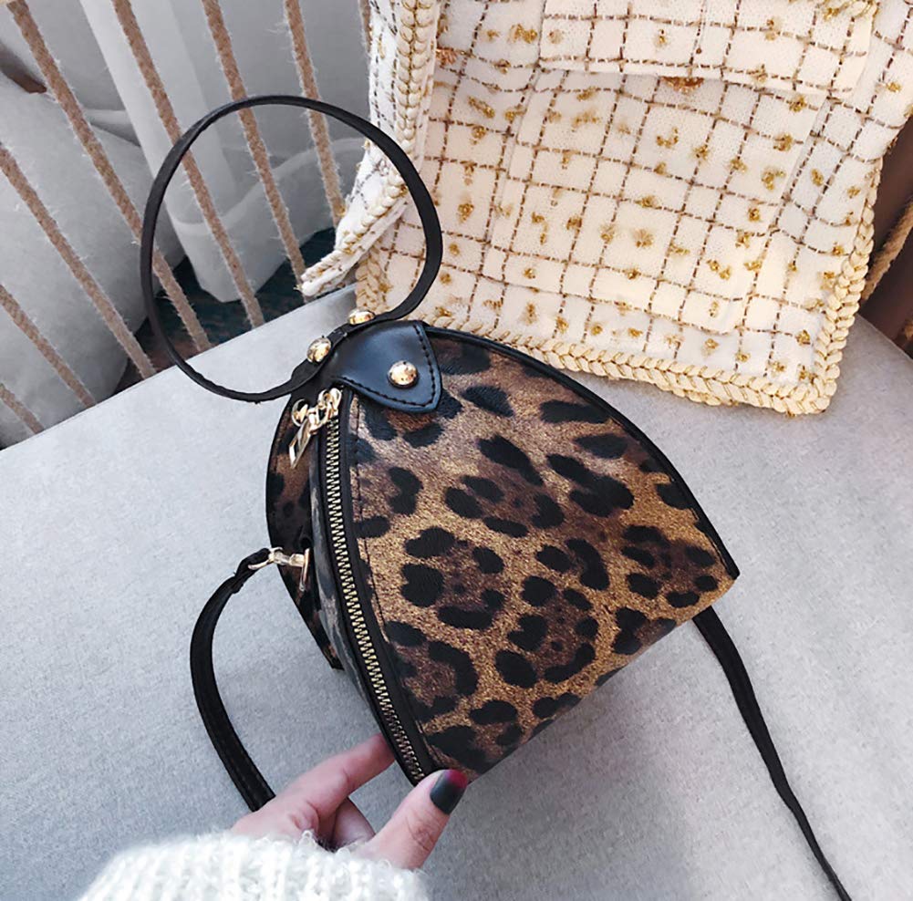 QZUnique Women's Sexy Leopard Print Handbag Triangle Shoulder Bag PU Leather Crossbody Purse