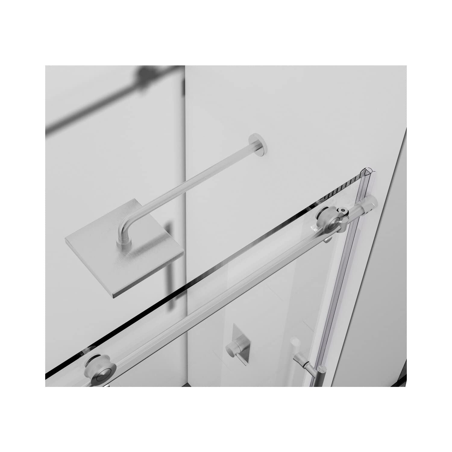 Elegant Kitchen and Bath SD101-4876BNK Frameless Shower Door 48 x 76 Brushed Nickel