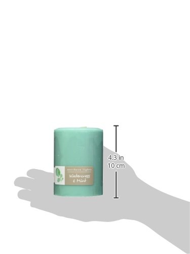 Northern Lights Candles Watercress & Mint Fragrance Palette Pillar Candle, 3 x 4