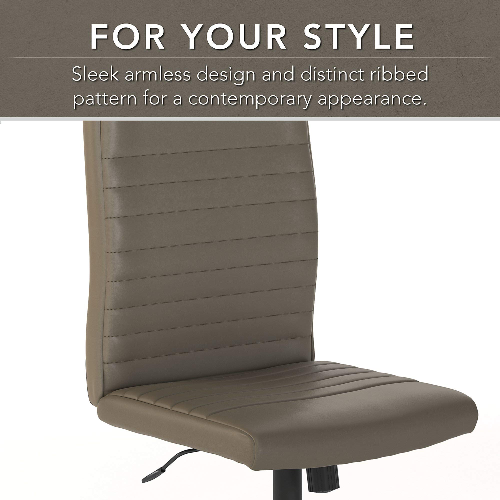 Bush Furniture Refinery Mid Back Ribbed Leather Office Chair in Washed Gray