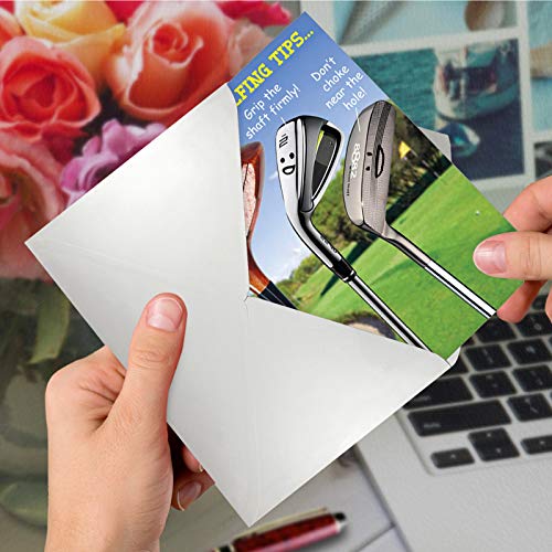 NobleWorks - Funny Men's Happy Birthday Card with Envelope - Golf Humor Greeting Card for Men, Husband - Sports Advice, Comic Stationery - Golfing Tips 9002