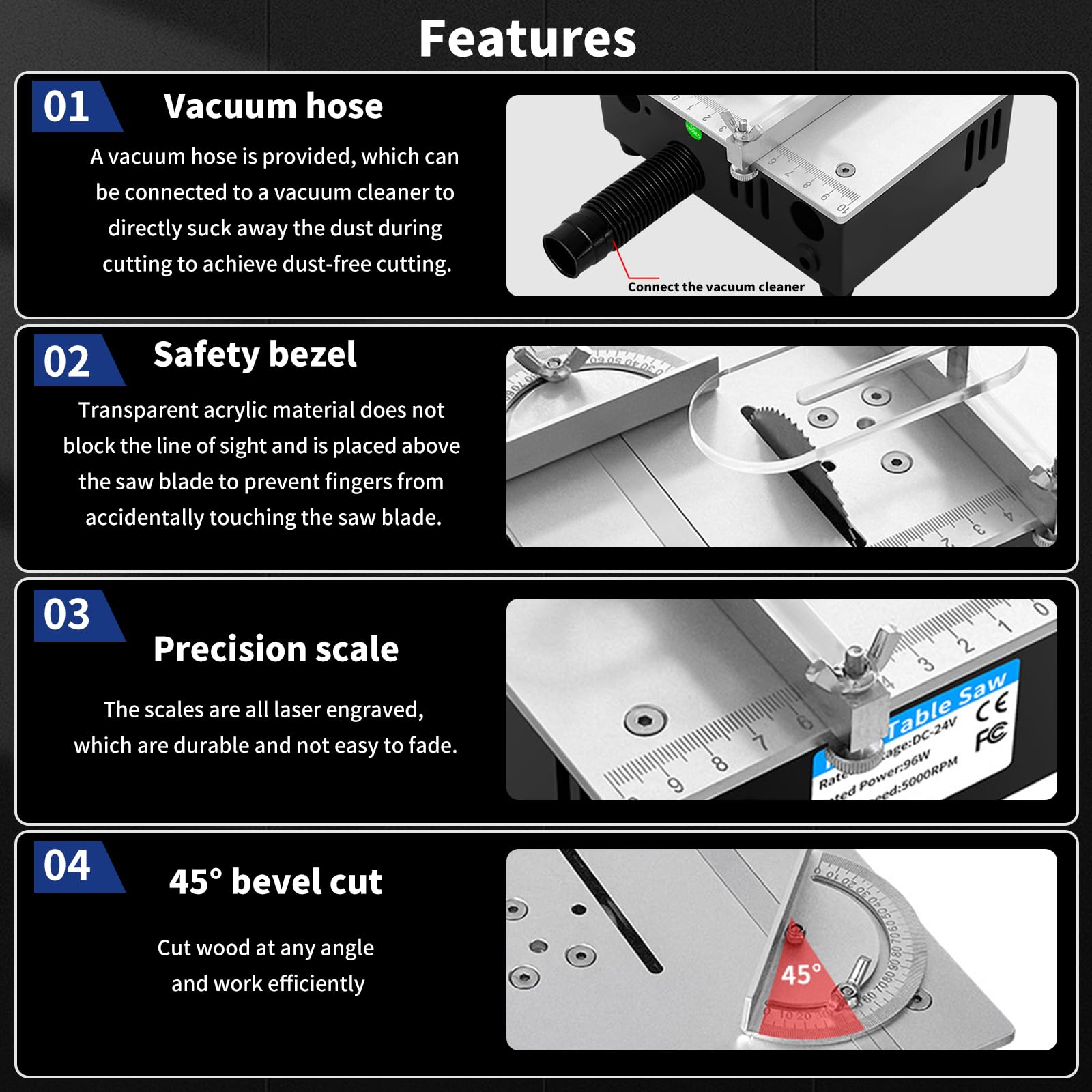DEWIN Mini Table Saw for Crafts S3 Portable Precision Table Saw,96W mini Desktop Electric Saw 7 Speed Adjustable,DIY Model Crafts Cutting Tool for Wood Plastic Acrylic Cutting