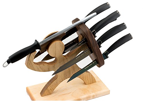 Spartan Knife Set - Chef's Edition - 8-piece, Handmade, Heavy Steel Professional Knife Set - American Maple & Walnut