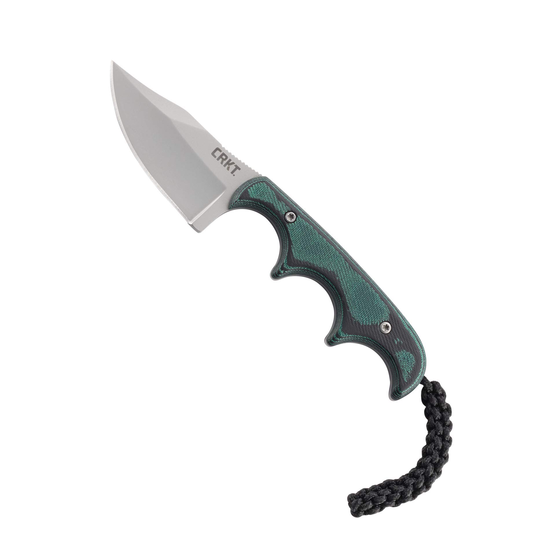CRKT Minimalist Bowie Neck Knife: Compact Fixed Blade Knife, Folts Utility Knife with Bead Blast Blade, Resin Infused Fiber Handle, and Sheath 2387