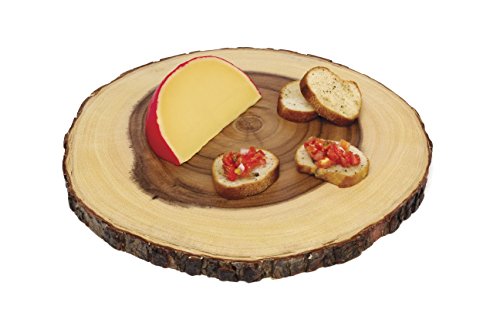 Lipper International Acacia Wood Slab Serving Board With Bark for Cheese, Crackers, and Hors D'oeuvres, Set of 3, Assorted Sizes
