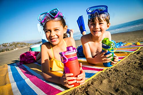 Bubba Flo Kids Water Bottle with Leak-Proof Lid, 16oz Dishwasher Safe Water Bottle for Kids, Impact and Stain-Resistant, Coral