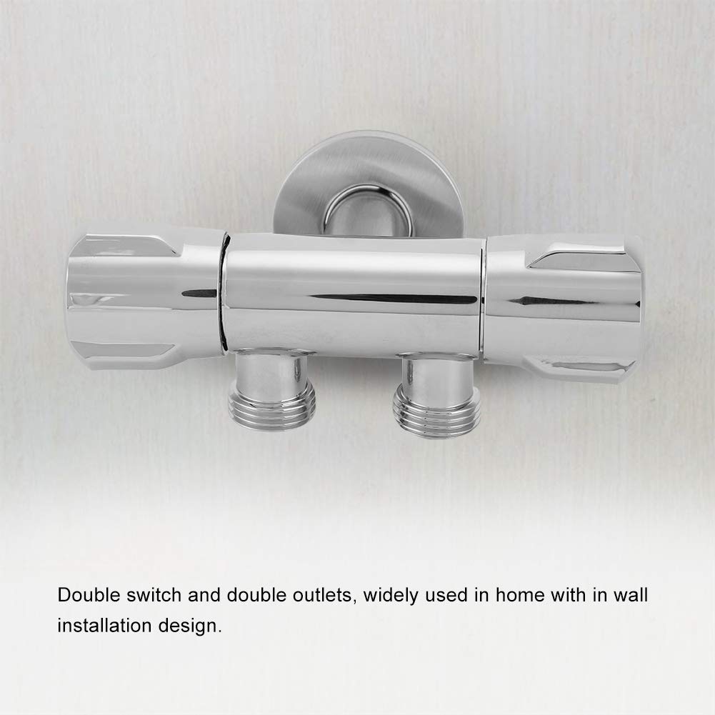 Copper Double Switch Outlet Angle Valve Toilet Bidet Shower Faucet, Two Outlet Angle Valve Dual Control Valve for Toilet Spray with Shut Off Valves Bathroom Accessories Replacement