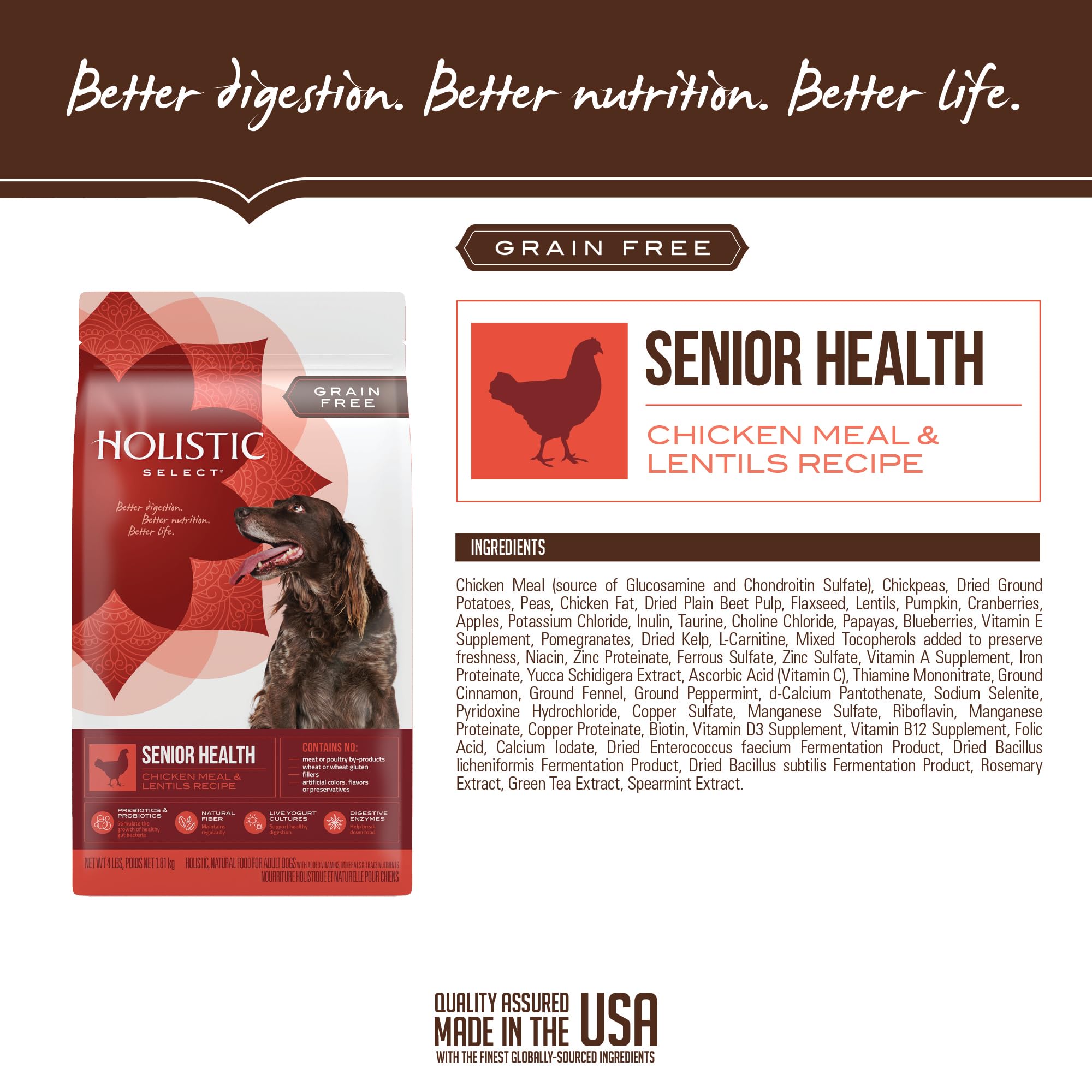 Holistic Select Natural Pet Food Holistic Select Natural Grain Free Dry Dog Food, Senior Chicken Meal & Rice Recipe, 24-Pound Bag