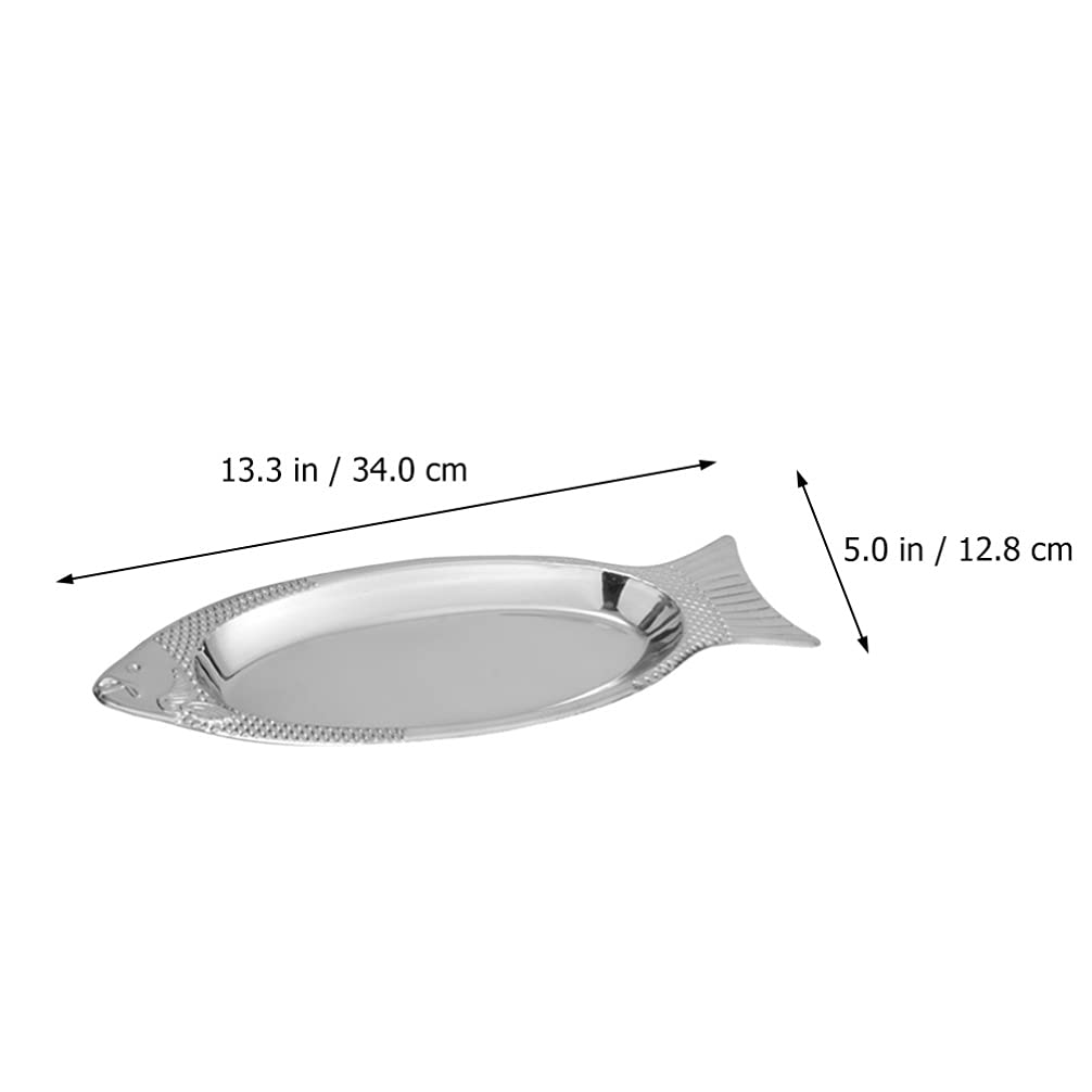Cabilock Meat Cutting Board 3pcs Fish Platter Stainless Steel Steamed Fish Plate Fish- shaped Plate Snack Appetizer Storage Tray for Home Restaurant Kitchen- 34cm Toddler Meals