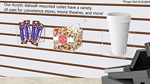 Marketing Holders 4" Slatwall Retail Bin Clear Acrylic Merchandise Storage Organizer Bulk Product Dump Box Single Pocket Caddy for Retail Stores and Service Centers