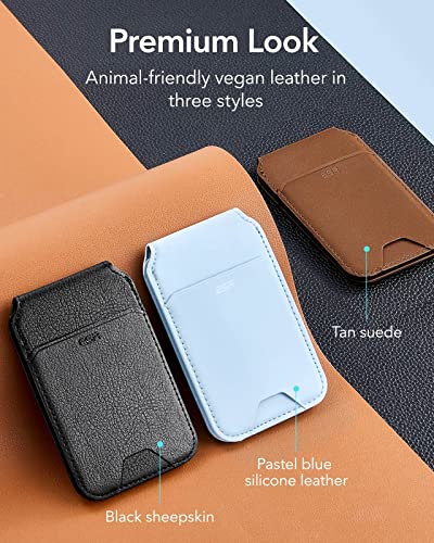 ESR Magnetic Wallet (HaloLock), Compatible with MagSafe Wallet, iPhone Wallet with Adjustable Stand, for iPhone 15/14/13/12 Series, Not for iPhone 13/12 mini, 3 Card Holder, Vegan Leather, Brown