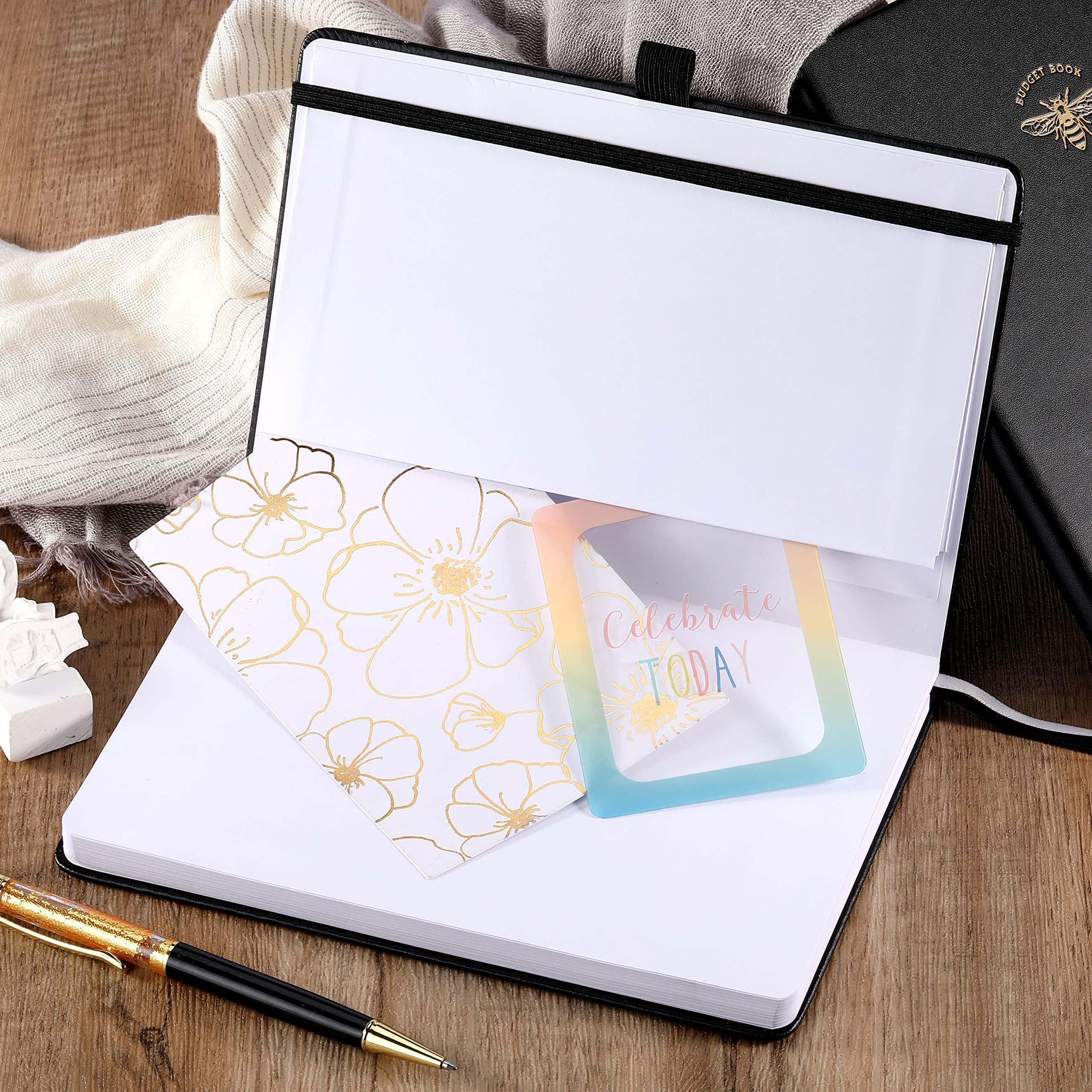 Budget Planner - Monthly Budget Book and Expense Tracker Notebook, Faux Leather Hardcover Financial Organizer, 6.3" x 8.4" Undated Bill Organizer with Pocket + Stickers + Premium Paper - Black