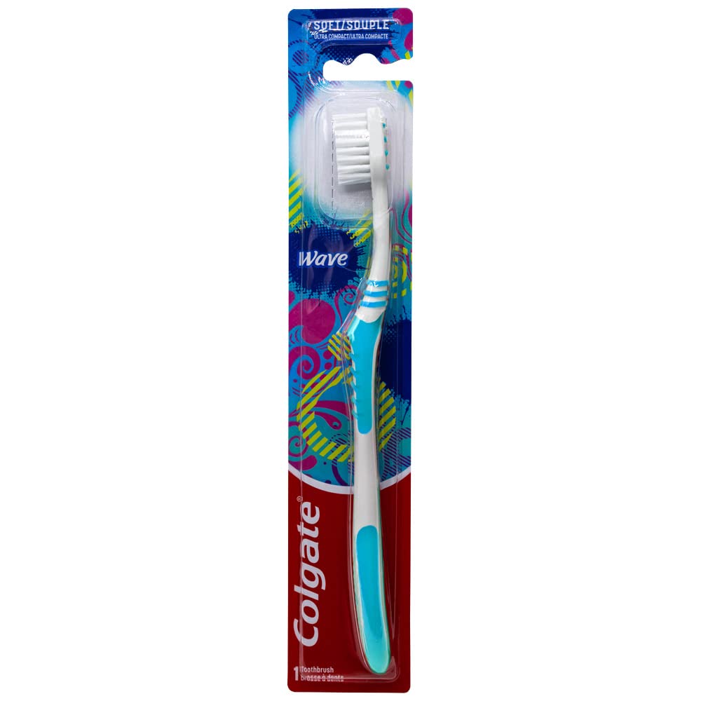 Colgate Wave Toothbrush, Ultra Compact , Soft (Colors Vary) - Pack of 2