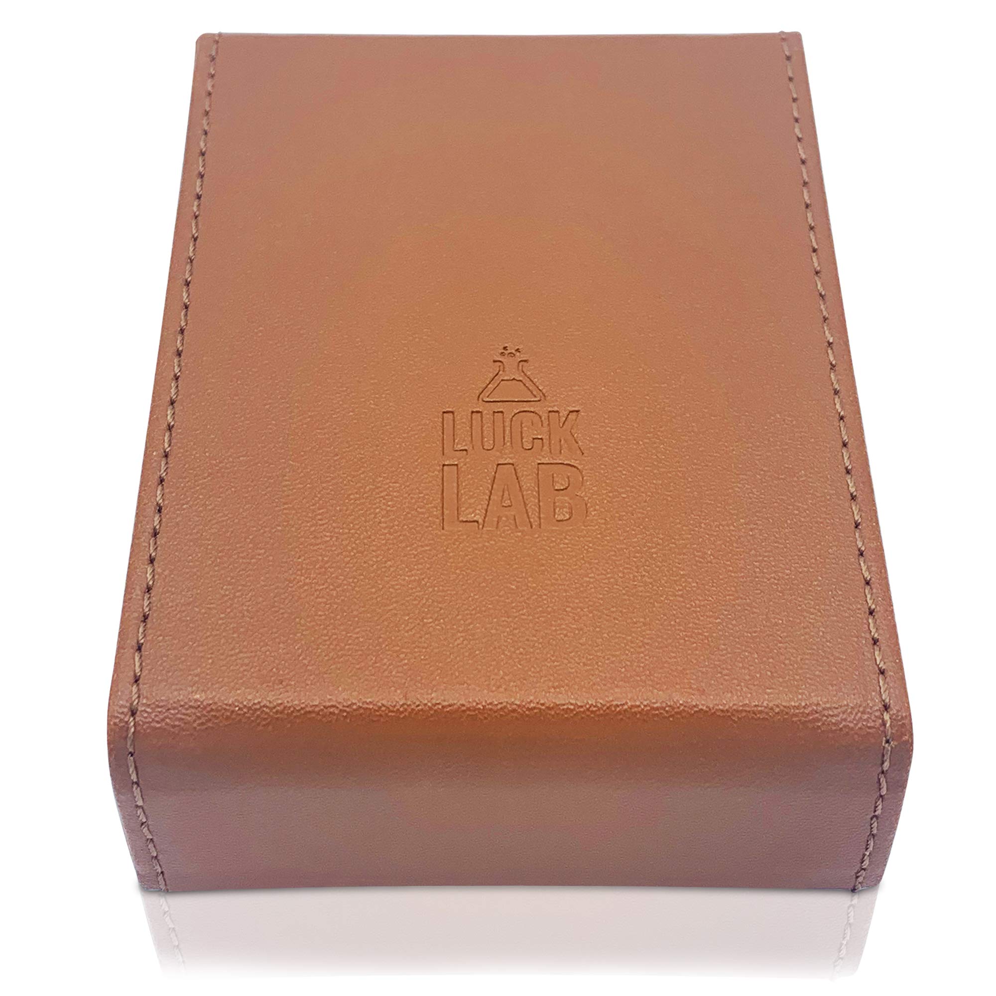 Luck Lab Single Deck Leather Playing Card Case/Holder - Fits Poker and Bridge size cards (Brown)