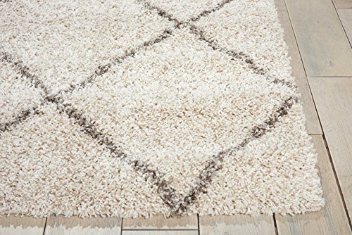 Nourison Brisbane Shag Cream 8'2' x 10' Area-Rug, Easy-Cleaning, Non Shedding, Bed Room, Living Room, Dining Room, Kitchen (8x10)