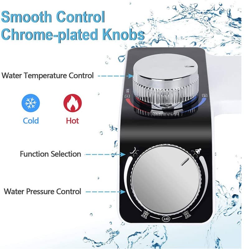 DFHBFG Bidet Toilet Seat Attachment Hot and Cold Dual Nozzles Self Cleaning Bidet Water Sprayer Adjustable Non-Electic Spray