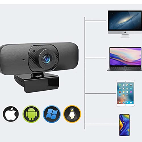Computer Full HD Webcam, Streaming Autofocus Webcams with Privacy Cover and Flexible Rotatable Clip Webcam for Recording, Calling, Works with Laptop